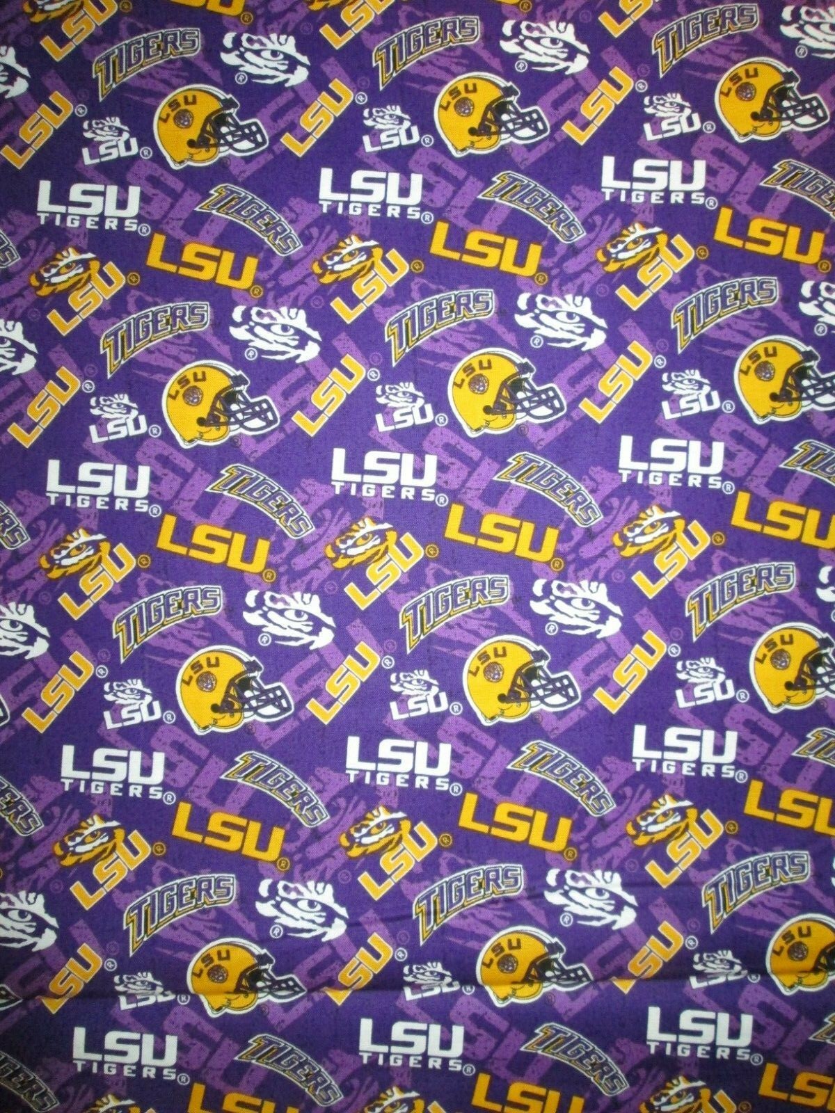 LSU TIGERS LOGO HELMET INLAYS SPORTS COTTON FABRIC FQ | eBay