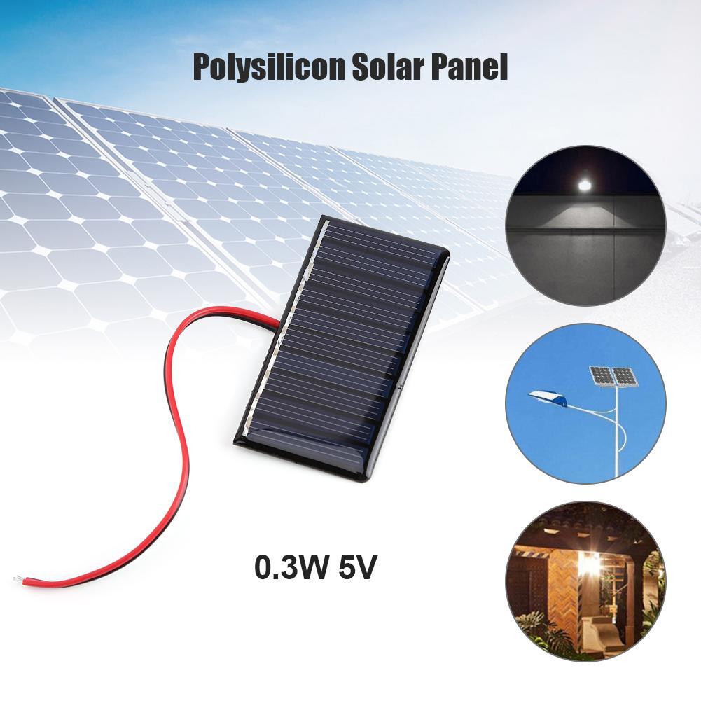0.3W 5V Solar Panel with Wire Mini Solar System DIY Polysilicon Board ...