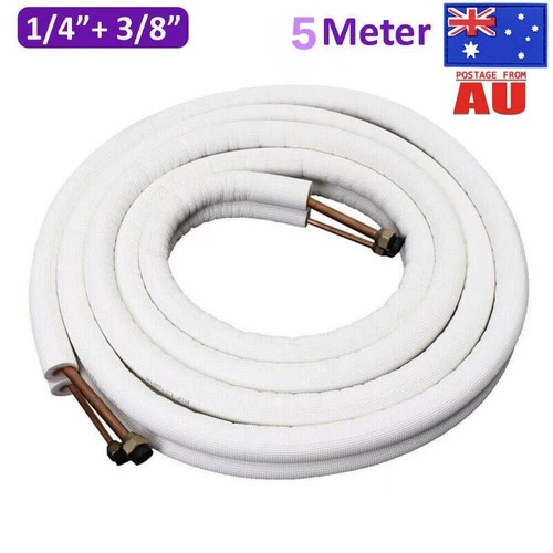 5M Air Conditioner Twin Pair Coil Tube 1/4'' 3/8'' Insulated Copper ...
