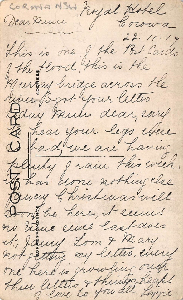 POSTCARD AUSTRALIA COROWA NSW FLOODS BRIDGE 1917 RP | eBay Australia