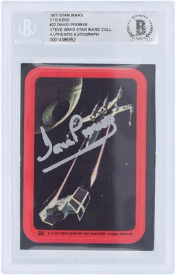 David Prowse Star Wars Autographed 1977 Topps Sticker #22 BAS Card ...