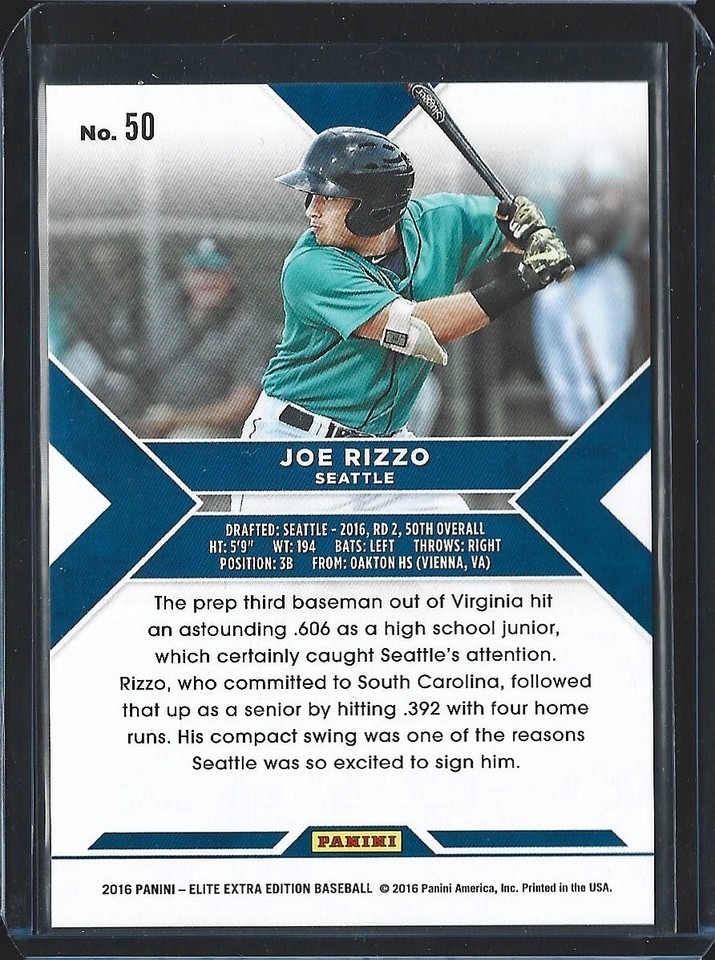 Joe Rizzo - 2016 Panini Elite Extra Edition #50 - #d 396/999 - Seattle ...