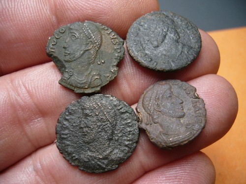 Lot vier mal Procopius Usurpator AE-Follis 16-19 mm SELTEN! (PP666 ...