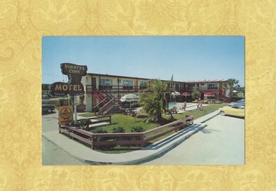 FL Pompano Beach 1950-60s postcard PIRATES COVE MOTEL 831 N OCEAN BLVD ...