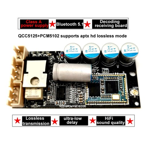 NEW QCC5125 Bluetooth 5.1 Lossless Adapter Receiver Module APTX-HD ...