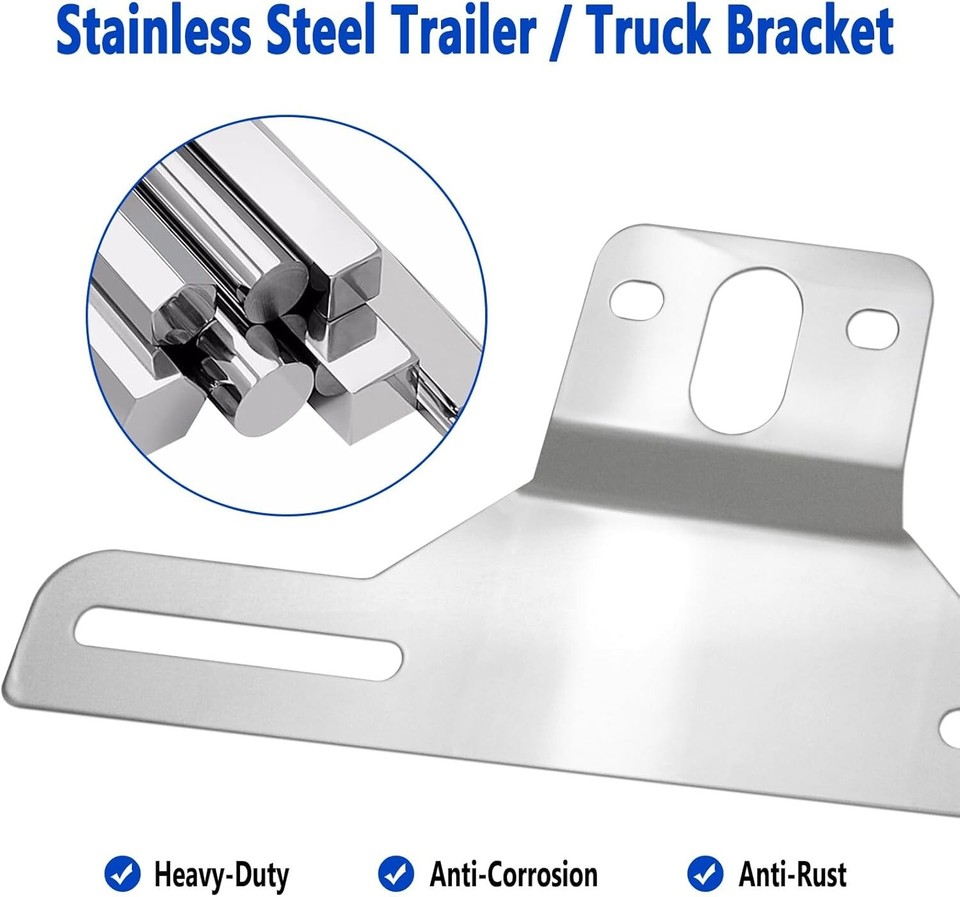 1/2 Pack Stainless Steel Trailer License Plate Bracket Holder Metal Car ...