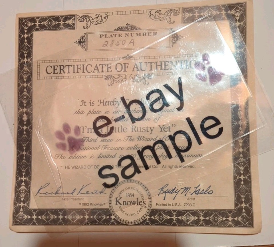 The Wizard of Oz "I'm A Little Rusty Yet" Collector Plate Knowles. With ...