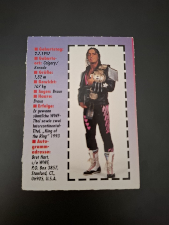 Bret The Hitman Hart Bravo Card WWE WWF WCW Wrestling Superstars German ...
