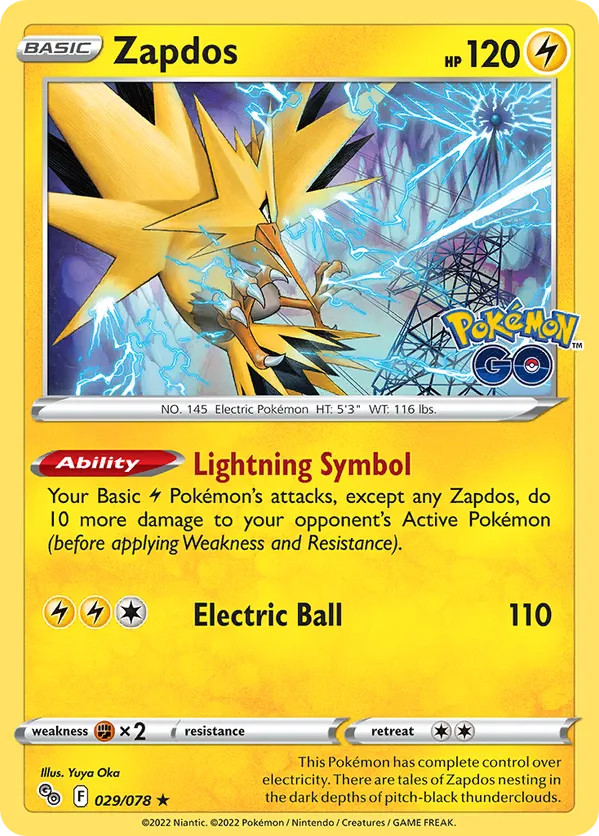 Zapdos - Pokemon GO - 029/078 - Pokemon TCG - NM - Holo Rare | eBay