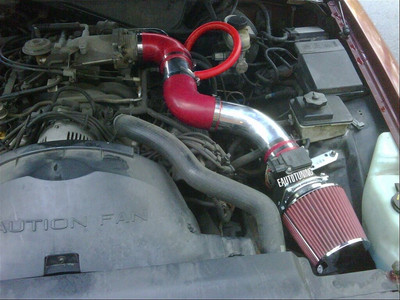 Corto RAM Aria Aspirazione Kit + Rosso Filtro per 96-02 Ford Corona ...