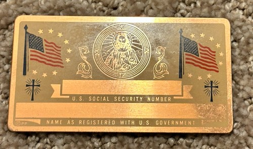 VINTAGE Metal JESUS Religious Social Security ID Blank Card Perma ...