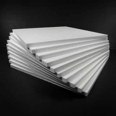 Styrofoam Sheets 12" x 12" x 1/2" 10 Pieces (Shipping, Crafts, Packing ...