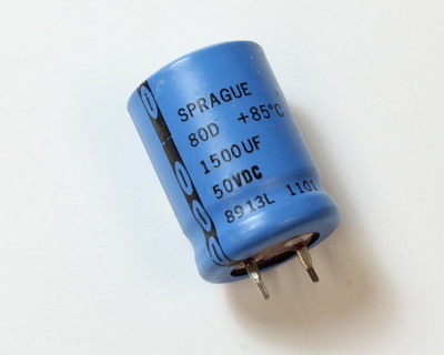 LOT 10x SPRAGUE 1500u 50V Aluminum Electrolytic Snap In Capacitor ...