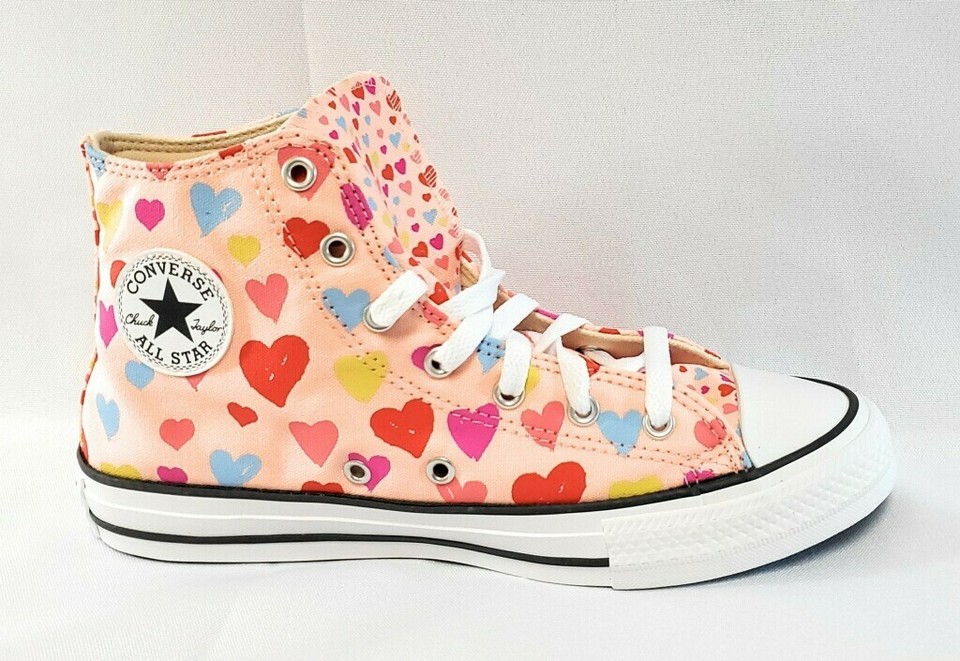 Youth Girls Converse All Star Chuck Taylor 671608F Pink Hearts Sneakers ...