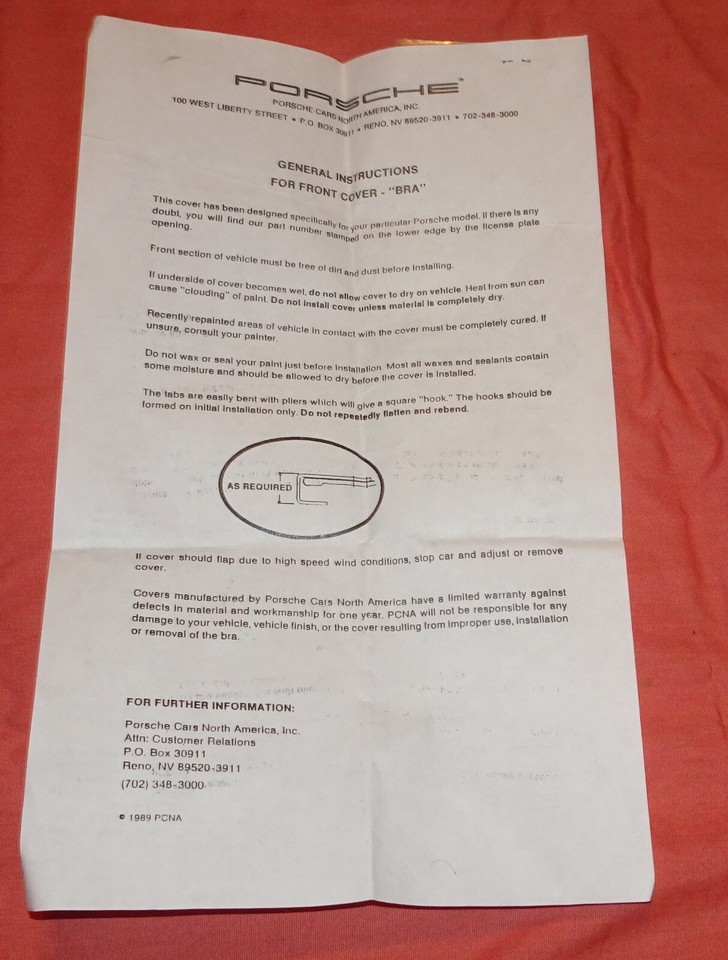 PORSCHE BRA - 930/911 TURBO front cover = PNA 503 911 930 = PNA 503 911 ...