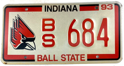 Vintage Indiana 1993 Ball State License Plate Man Cave Garage Decor ...