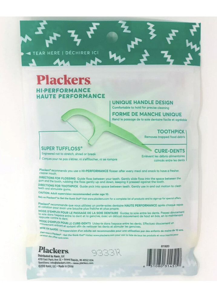 Plackers Mint Dental Floss Tooth Pick Oral Flossers, 4 Packs 60 Counts ...