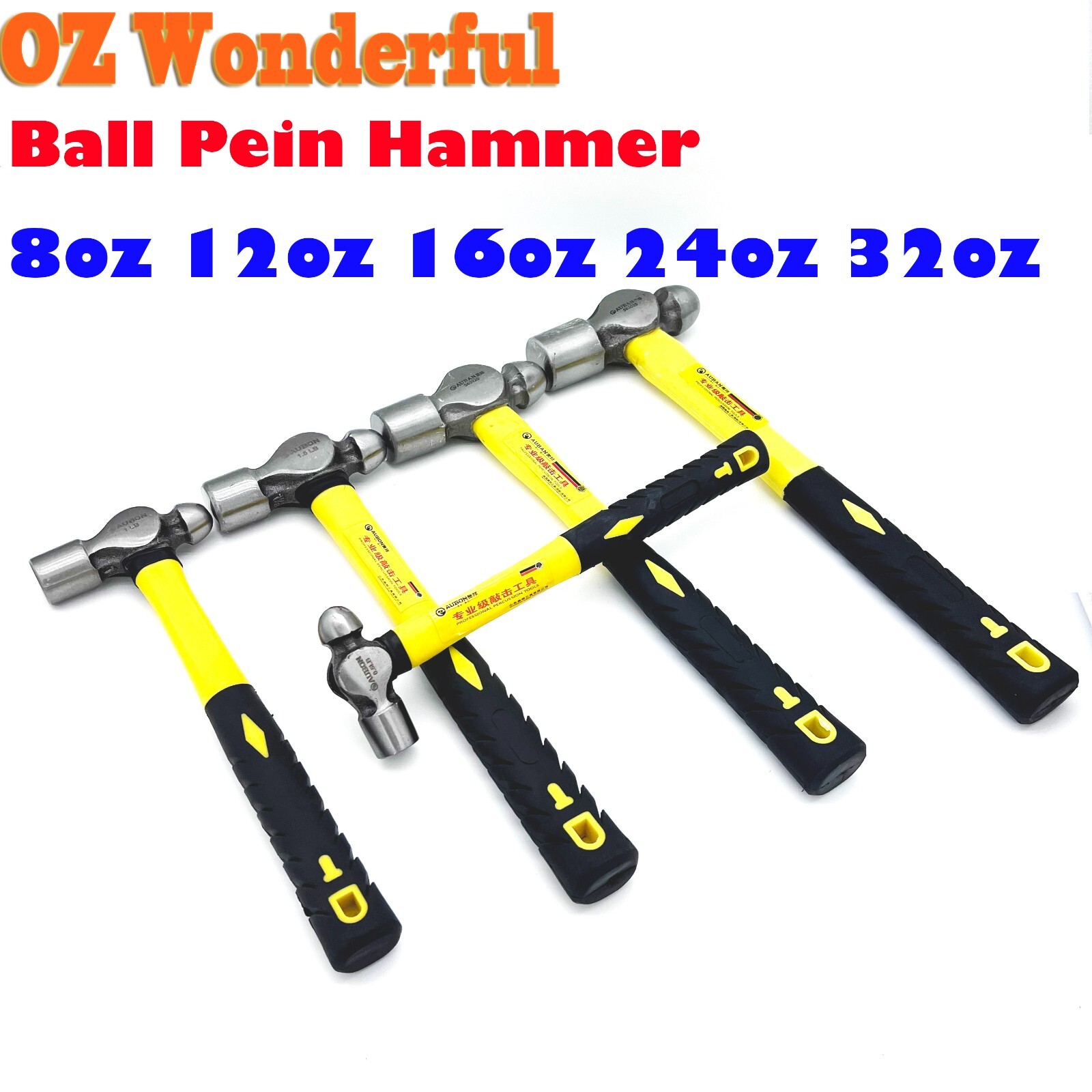 Hammer Ballpeen Ball Peen Hammer Set With Fibre Glass Handle 8, 12, 16 ...