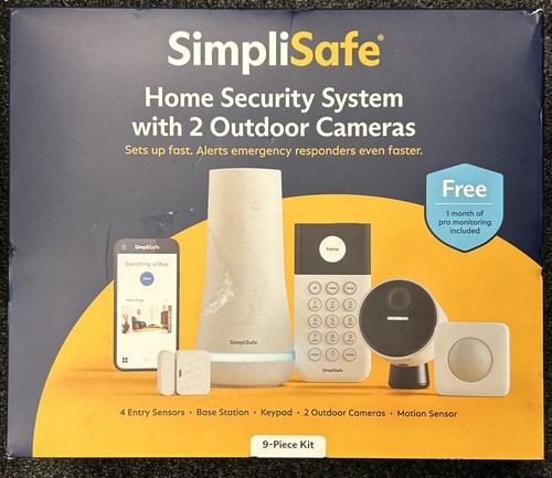 SimpliSafe Home Security System With 2 Outdoor Cameras 9-piece Kit New ...