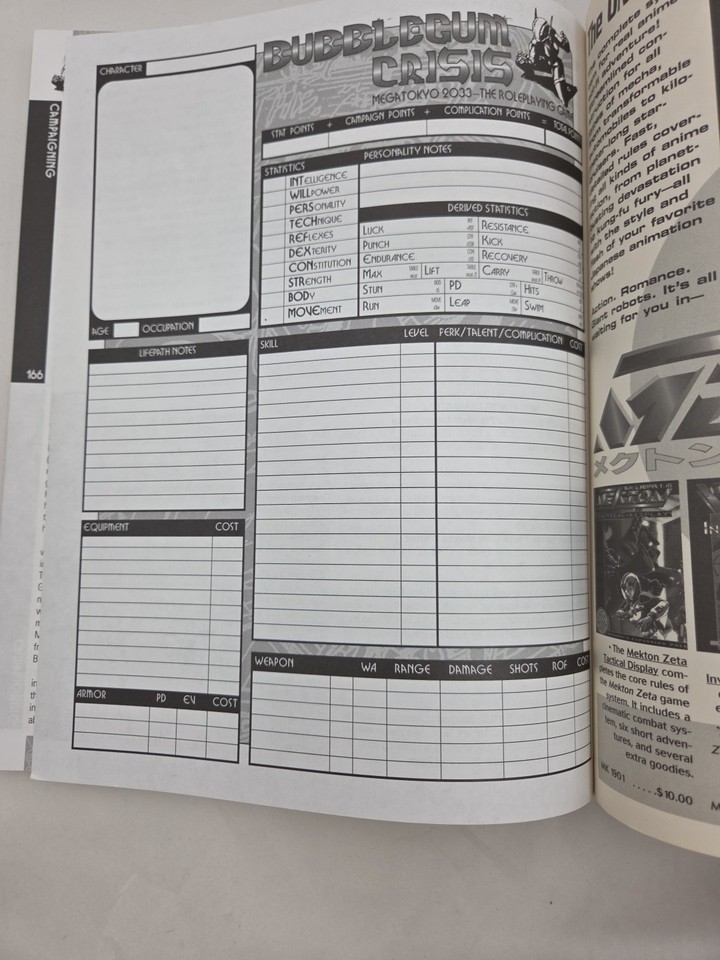 Bubble Gum Crisis MegaTokyo 2033 Fusion RPG Talsorian Games Anime BG ...