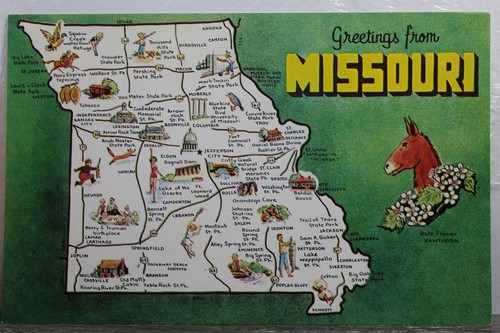 Missouri MO Map Greetings Postcard Old Vintage Card View Standard ...