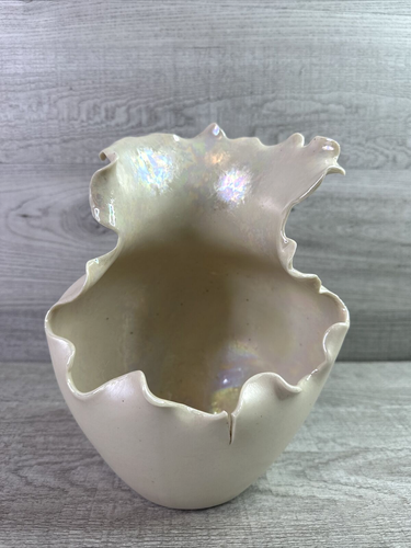 Unique Vintage Large Delicate Handmade Ruffled Asymmetrical Vase ...