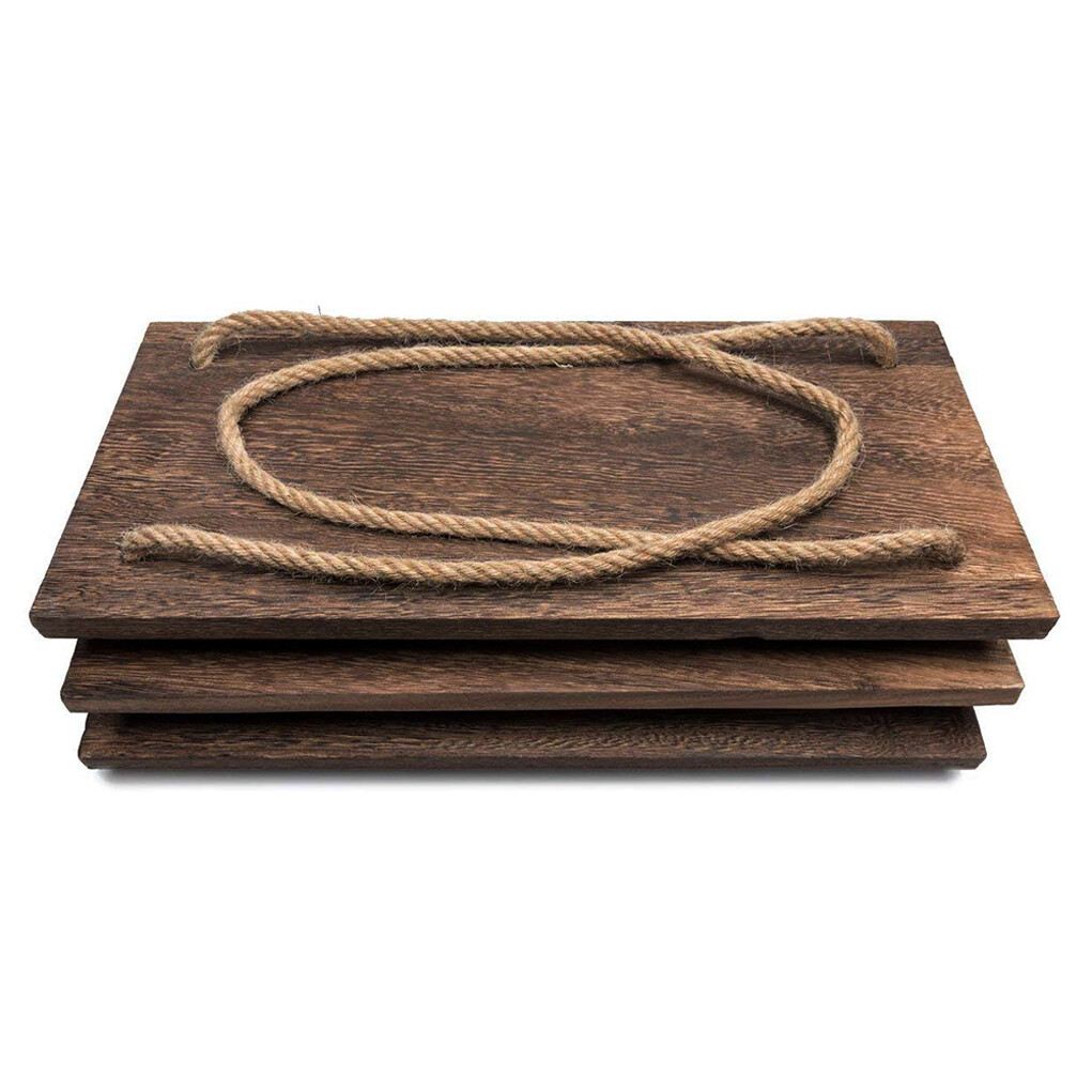 Rustic Hanging Rope Solid Wood Shelves Holder Floating Ladder Shelf ...