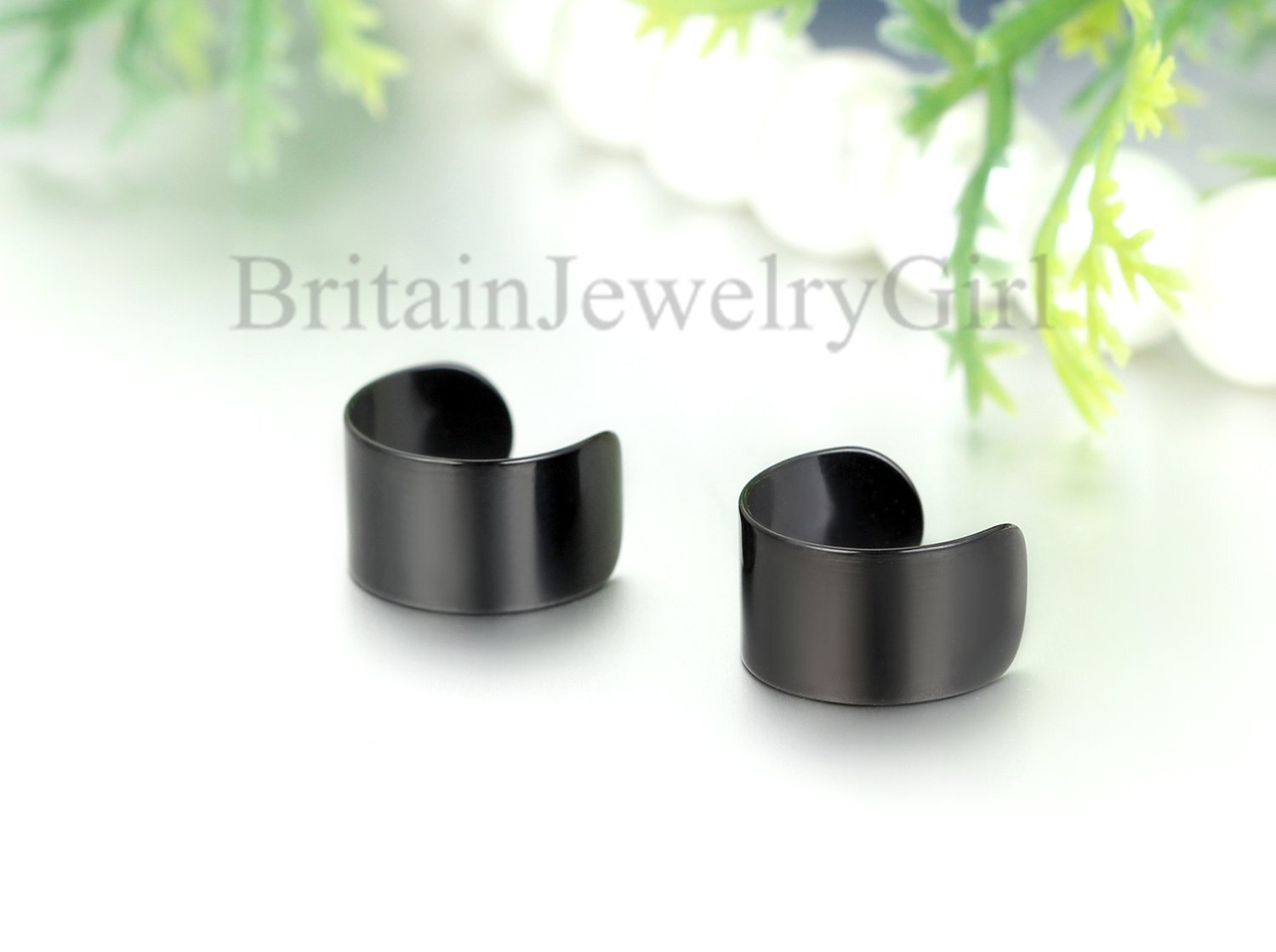 2-6pcs Men Women 6MM Wide Stainless Steel Ear Cuff Ear Clip Non ...