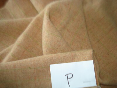 Wool Fabric Piece, 100 % wool Peach tones /green windowpane 24 X 16 ...