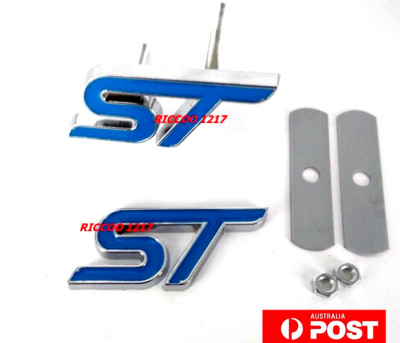 ST badges x 2 for Ford Fiesta focus alloy blue & chrome grill & panel ...