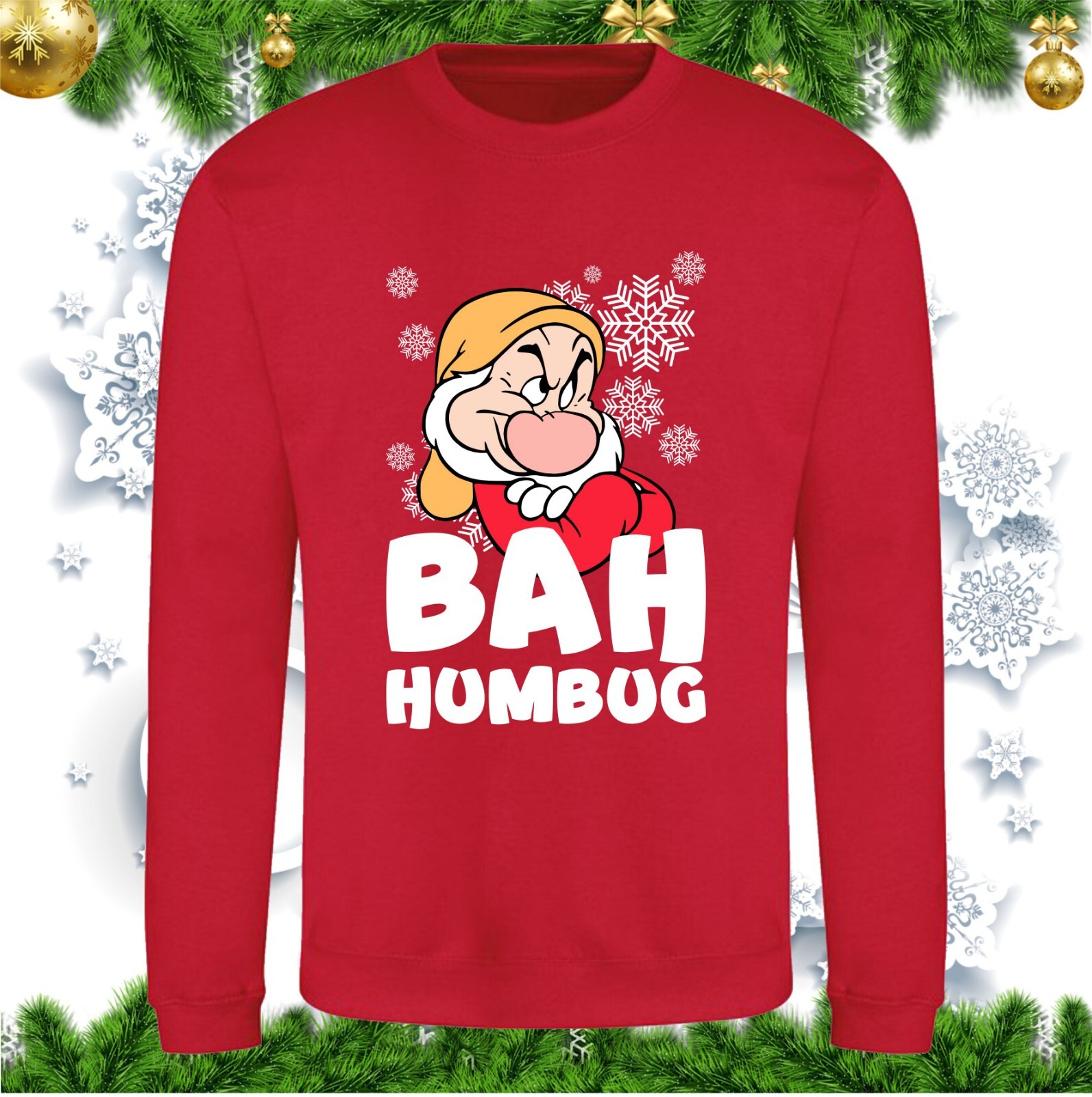Bah Humbug Grumpy Old Christmas Jumper Funny Sarcastic Xmas Santa Hat ...