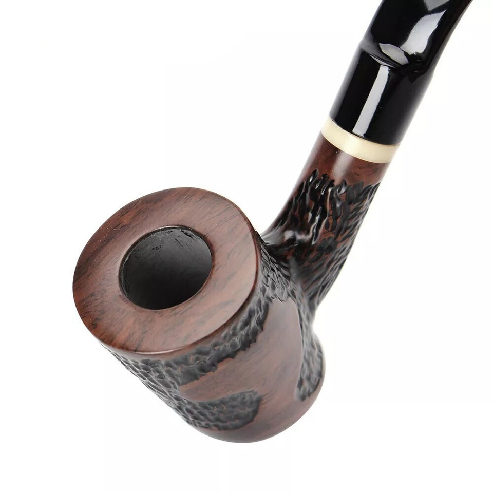 Poker Pipe Wooden Handmade Carved Tobacco Pipe 9mm Filter Bent Stem ...