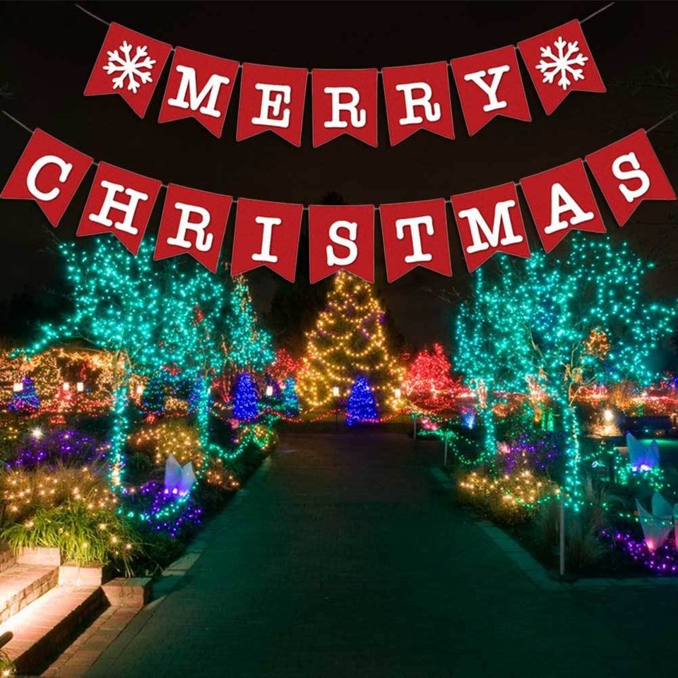 Merry Christmas Nonwovens Banner Xmas Forked Tail Streamer Holiday ...
