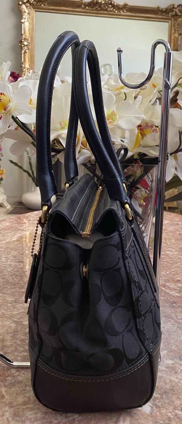 COACH 11062 Hampton Signature Black Canvas Carryall T… - Gem