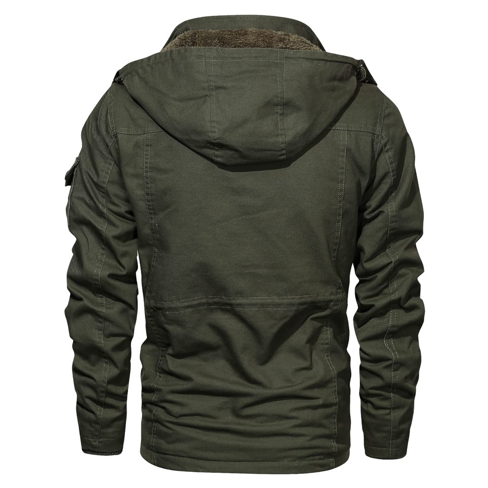 Men's Cargo Jackets Winter Thermal Fleece Lined Casual Cotton Work ...