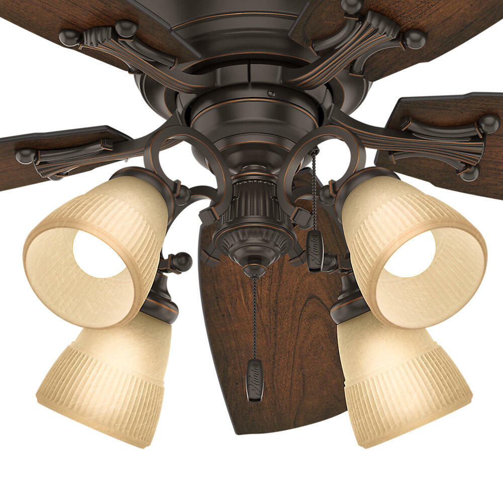 52" Onyx Bengal Burnished Cherry Indoor LED Ceiling Fan Tea Stain Glass ...