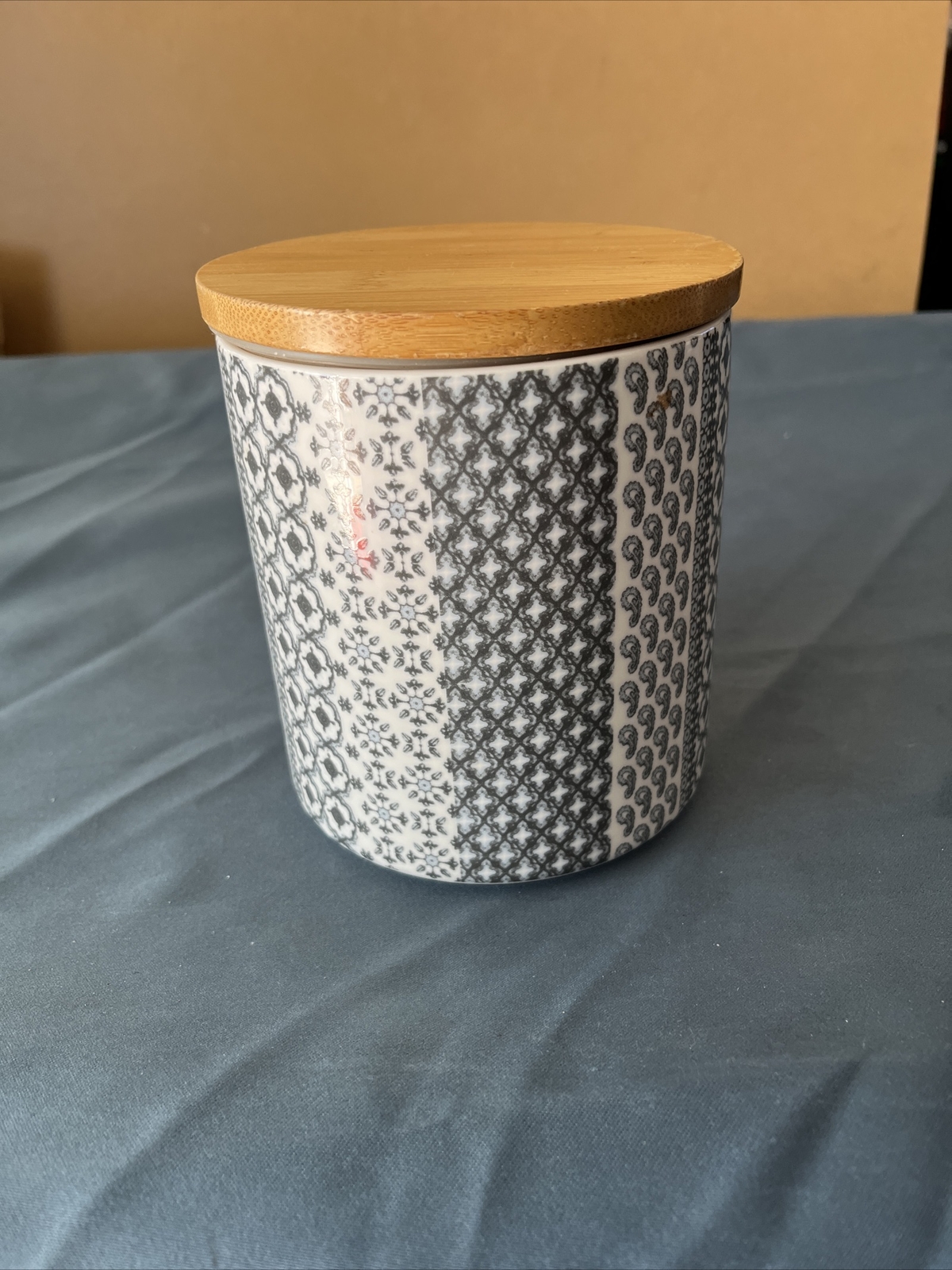 Grace fine porcelain/ 5.75” canister with wood lid. | eBay