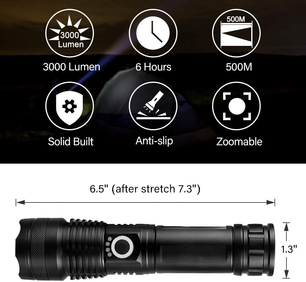 Super-Bright 90000LM LED Tactical Flashlight ( included a Battery) | eBay