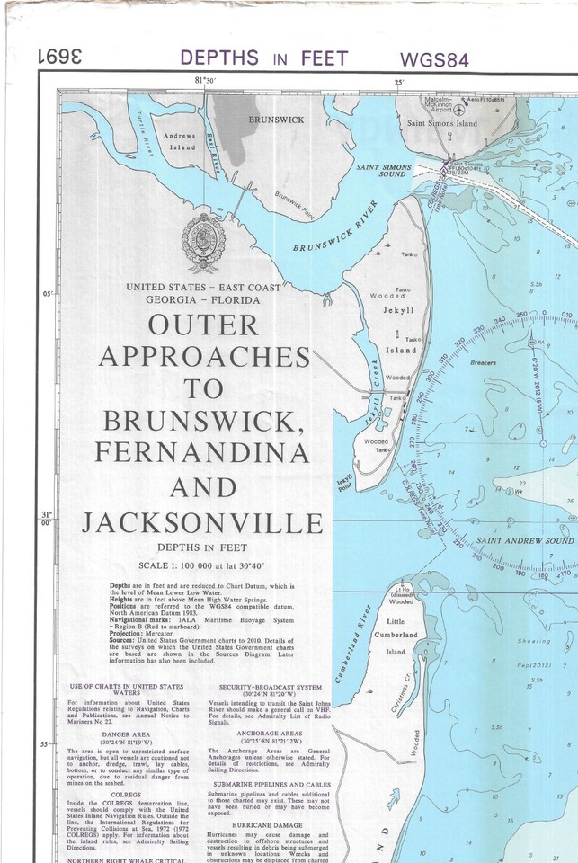 3691 US Outer Approaches Brunswick Fernandina Jacksonville Chart Map ...