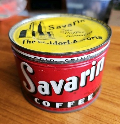 Vintage Savarin Coffee One Pound Tin Can With Lid Served at Waldorf ...