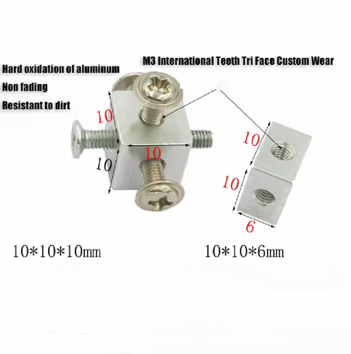 1Pcs Aluminum alloy hexagonal nut three-way screw hole color 6-sided M3 ...