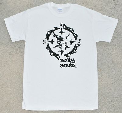 Salty Souls Pirate Skull & Compass Logo T-shirt Beach Salt Sand Fishing ...
