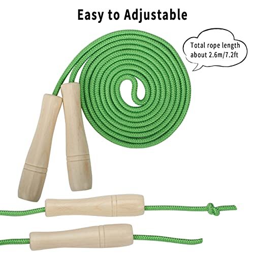Jump Rope for Kids, Adjustable Toddler Skipping Rope with Wooden Handle ...