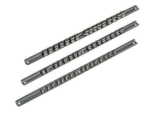 3pc Socket Rail Set 1/2" 3/8" 1/4" Storage Holder Grip Organiser Tool ...