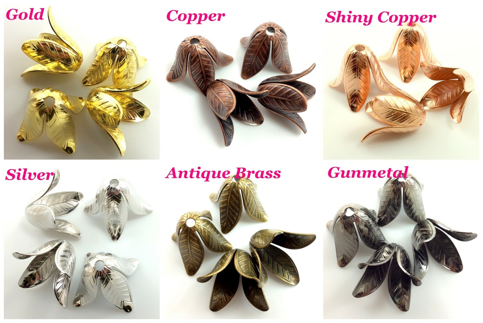 Tulip Rosebud Flower Cap Gold Silver Rose Copper 18x16mm 4pcs Jewelry ...