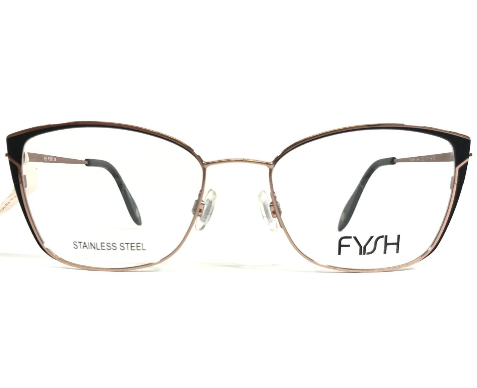 FYSH Eyeglasses Frames 3663 S200 Black Rose Gold Pink Cat Eye Wire Rim ...