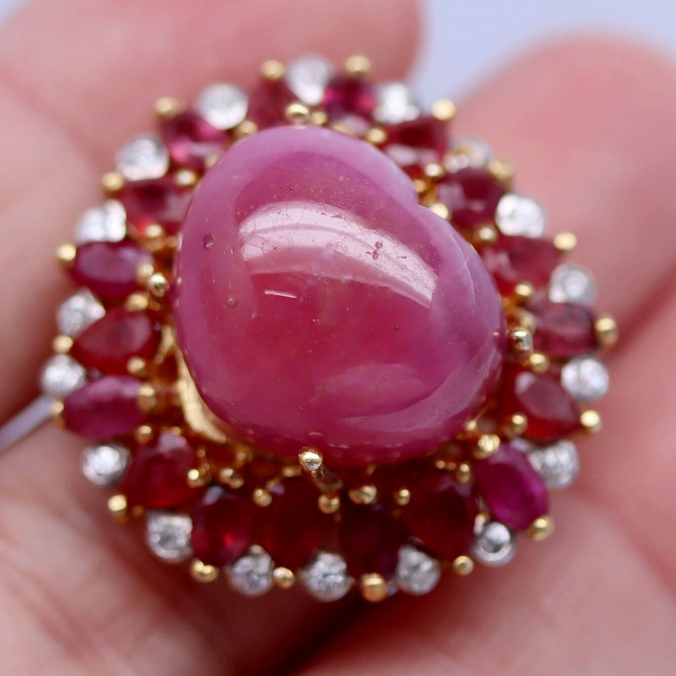 Gemstone Heated Red Ruby & White Zircon Jewelry Ring 925 Silver Size 7. ...