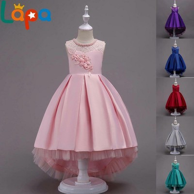 Flower Girls Bridesmaid Dress Baby Kids Wedding Party Bow Lace Princess ...