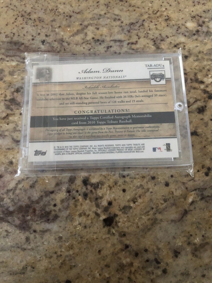 2010 TOPPS CERTIFIED ADAM DUNN AUTO AUTOGRAPH 34/50 | eBay