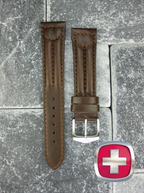 19mm Swiss Army Cavalry Military Leather Strap Dark Brown Watch Band 19 ...